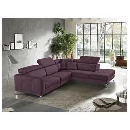 Ecksofa Egoitaliano "Matt, hoher Sitzkomfort und aufwendige Detailverarbeitung, L-Form", lila (plum), B:285cm H:100cm T:221cm, Sofas, Ecksofa, mit Ottomane, inkl. verstellbarer Kopfteile zum Relaxen