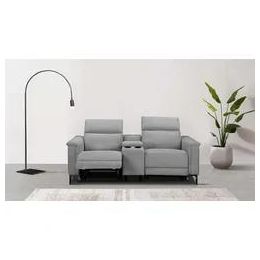 2-Sitzer OTTO HOME "LUND, Kinosofa, Relaxfunktion, TV-Sessel, manuell/elektrisch (USB-A)", grau (hellgrau), B:195cm H:97cm T:99cm, Webstoff 100% Polyester, Sofas, Kopfteilverstellung, Getr&auml;nkachhalter, u. Staufach