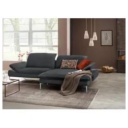 Ecksofa W.Schillig "enjoy&MORE, mit tollem Sitzkomfort, elegant und bequem, L-Form", schwarz (schwarz z59), B:294cm H:87cm T:185cm, Chenille-Flachgewebe R66 (85% Polyester, 15% Nylon);Longlife Xtra-Leder Z59: Glattleder mit modischer Pr&auml;gung. Hautst&auml;rke 0, 9 - 1, 1 mm;Stoff S37 (100% Polyester), Sofas, Ecksofa, mit Sitztiefenverstellung, F&uuml;&szlig;e silber matt, Breite 294 cm