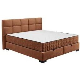 Boxbett ED EXCITING DESIGN "Nagol", braun (cognac), B:185cm L:214cm, 100% Polyester, Komplettbetten, mit Bettkasten, mit Wendematratze, erh&auml;ltlich in verschiedenen Breiten