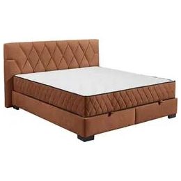 Boxbett ED EXCITING DESIGN "Nagol", braun (cognac), B:205cm L:214cm, 100% Polyester, Komplettbetten, mit Bettkasten, mit Wendematratze, erh&auml;ltlich in verschiedenen Breiten