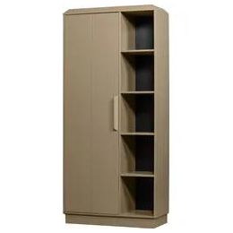 Stauraumschrank Woood "Lowen", braun (schlamm), B:100cm H:221cm T:44cm, Holzwerkstoff, Schr&auml;nke, Stauraumschrank, Wandschrank, Kiefernholz, H 221 cm x B 100 cm