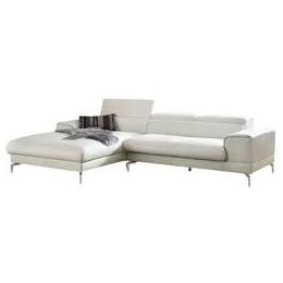 Ecksofa W.Schillig "piedroo, Designsofa mit tollem Sitzkomfort, bequem und elegant, L-Form", wei&szlig; (wei&szlig; z59), B:303cm H:70cm T:193cm, Longlife Xtra-Leder Z59: Glattleder mit modischer Pr&auml;gung. Hautst&auml;rke 0, 9 - 1, 1 mm, Sofas, Ecksofa, Kopfteilverstellung, wahlweise mit Sitztiefenverstellung, Breite 303cm