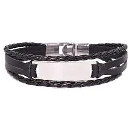 Lederarmband Firetti "Schmuck Geschenk Armschmuck ID-Armband- Optik", schwarz (edelstahlfarben, schwarz), Armb&auml;nder, Herren, 20cm, Edelstahl Leder, Edelstahl, Leder, Lederarmband, Made in Germany