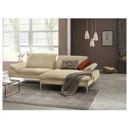 Ecksofa W.Schillig "enjoy&MORE, Designsofa, elegant und bequem, L-Form", beige (sahara s37), B:294cm H:87cm T:185cm, Chenille-Flachgewebe R66 (85% Polyester, 15% Nylon);Longlife Xtra-Leder Z59: Glattleder mit modischer Pr&auml;gung. Hautst&auml;rke 0, 9 - 1, 1 mm;Stoff S37 (100% Polyester), Sofas, Ecksofa, mit Sitztiefenverstellung, F&uuml;&szlig;e Chrom gl&auml;nzend, Breite 294 cm