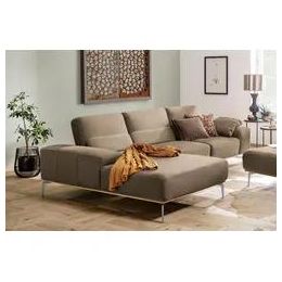 Ecksofa W.Schillig "run, Designsofa mit tollem Sitzkomfort, bequem, L-Form", beige (stone z73), B:319cm H:88cm T:178cm, Longlife Xtra-Leder Z73: Naturwalkleder der Luxusklasse aus den erlesensten Rohh&auml;uten. Hautst&auml;rke 1, 1 &ndash; 1, 3 mm;ROHLEDER Jacquard-Flachgewebe Q2 W60 (63% Polyester, 37% Polyacryl);ROHLEDER Chenille-Flachgewebe Q2 W77 (68% Polyacryl, 32% Polyester);Stoff S37 (100% Polyester), Sof
