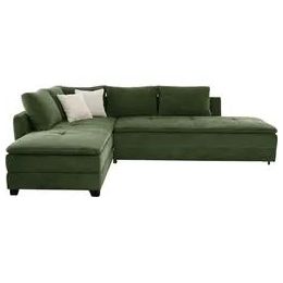 Jockenh&ouml;fer Ecksofa JOCKENH&Ouml;FER GRUPPE "Madrid L-Form, drehbares Dauerschlafsofa, Federkern", gr&uuml;n, B:306cm T:106cm, Korpus: 100% Polyester;Kissen: 100% Polyester, Sofas, Ecksofa, integrierter Kaltschaum-Topper, Regalelement, links/rechts montierbar, Topseller