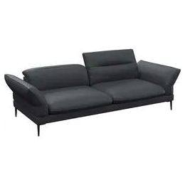 3-Sitzer FLEXLUX "Salino, Funktionssofa, Relaxsofa", schwarz (deep schwarz), B:248cm H:88cm T:105cm, 100% Echtleder, Sofas, Sofa mit Arm- und Kopfteil-Verstellungen, Kaltschaum & Stahl-Wellen