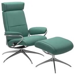 stressless "Paris" Set, Relaxsessel mit Hocker, mit Hocker, Low Back mit Kopfst&uuml;tze, mit Star Base, Gestell Chrom