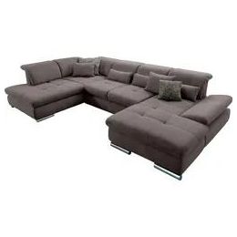 Wohnlandschaft "SO 4100 komfortable Federkernunterfederung, inkl. Kopfteilverstellung", braun (schlamm 14), B:365cm H:80cm T:225cm, SET ONE BY Musterring, Sofas, Wohnlandschaft, wahlweise Bettfunktion und Sitztiefenverstellung, U-Form