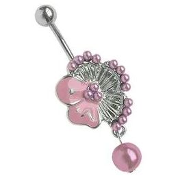 Adelia&acute;s Bauchnabelpiercing ADELIA ́S "Piercing Bauchnabelpiercing", rosa, Piercings, Damen, onesize, Titan, Blume mit vielen kleinen Perlen