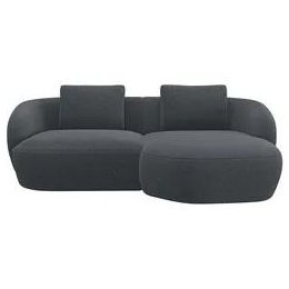 Wohnlandschaft FLEXLUX "Torino, rund, L-Form, Sofa-Ecke mit Recamiere, Longchair-Sofa", grau (anthrazit), B:217cm H:85cm T:146cm, 100% Polyester, Sofas, Wohnlandschaft, Modernes, organisches Sofa-Design, Kaltschaum, Wellenunterfederung