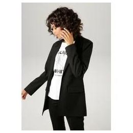 Longblazer Aniston CASUAL, Damen, Gr. 38, schwarz, Jersey, Obermaterial: 63% Polyester, 32% Viskose, 5% Elasthan. Futter: 100% Polyester, unifarben, l&auml;ssig geschnitten ca. Mitte Oberschenkel, Blazer Longblazer, mit Reverskragen