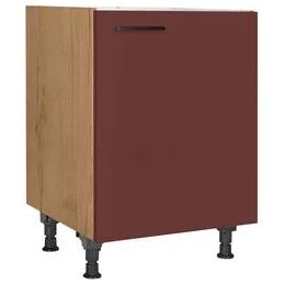 Sp&uuml;lenschrank Nobilia "Easytouch", Ausrichtung w&auml;hlbar, vormontiert, in den Breiten", rot (front: lacklaminat rostrot ultramatt, korpus: eiche sierra nachbildung), B:60cm H:87cm T:58,3cm, Schr&auml;nke, Sp&uuml;lenschrank, 45 und 60 cm, mit h&ouml;henverstellbaren Sockelf&uuml;&szlig;en