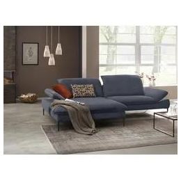 Ecksofa W.Schillig "enjoy&MORE, Designsofa, elegant und bequem, L-Form", blau (marine r66), B:294cm H:87cm T:185cm, Chenille-Flachgewebe R66 (85% Polyester, 15% Nylon);Longlife Xtra-Leder Z59: Glattleder mit modischer Pr&auml;gung. Hautst&auml;rke 0, 9 - 1, 1 mm;Stoff S37 (100% Polyester), Sofas, Ecksofa, Sitztiefenverstellung, F&uuml;&szlig;e schwarz pulverbeschichtet, Breite 294 cm