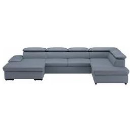 Sit & More Wohnlandschaft SIT & MORE "Alcudia U-Form", bunt (graublau), B:349cm H:73cm T:226cm, Sofas, Wohnlandschaft, wahlweise mit Bettfunktion