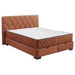 Boxbett ED EXCITING DESIGN "Nagol", braun (cognac), B:185cm L:214cm, 100% Polyester, Komplettbetten, mit Bettkasten, mit Wendematratze, erh&auml;ltlich in verschiedenen Breiten