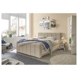 Boxspringbett "Fairfield", beige, B:184cm L:230cm, 100% Polyester, SET ONE BY Musterring, Komplettbetten, Boxspringbett, mit Bettkasten, Kopfteil mit Keder, Breite 160 cm oder 180 cm