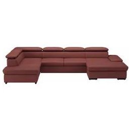 Sit & More Wohnlandschaft SIT & MORE "Alcudia U-Form", rot (merlot), B:349cm H:73cm T:226cm, Sofas, Wohnlandschaft, wahlweise mit Bettfunktion