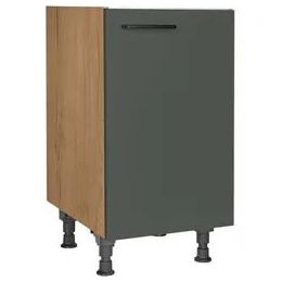 Sp&uuml;lenschrank Nobilia "Easytouch", Ausrichtung w&auml;hlbar, vormontiert, in den Breiten", gr&uuml;n (front: lacklaminat mineralgr&uuml;n ultramatt, korpus: eiche sierra nachbildung), B:45cm H:87cm T:58,3cm, Schr&auml;nke, Sp&uuml;lenschrank, 45 und 60 cm, mit h&ouml;henverstellbaren Sockelf&uuml;&szlig;en