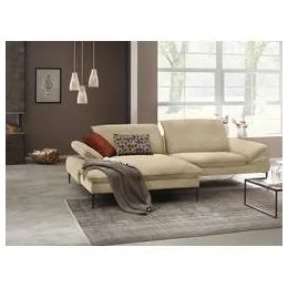 Ecksofa W.Schillig "enjoy&MORE, Designsofa, elegant und bequem, L-Form", beige (sahara s37), B:294cm H:87cm T:185cm, Chenille-Flachgewebe R66 (85% Polyester, 15% Nylon);Longlife Xtra-Leder Z59: Glattleder mit modischer Pr&auml;gung. Hautst&auml;rke 0, 9 - 1, 1 mm;Stoff S37 (100% Polyester), Sofas, Ecksofa, Sitztiefenverstellung, F&uuml;&szlig;e schwarz pulverbeschichtet, Breite 294 cm
