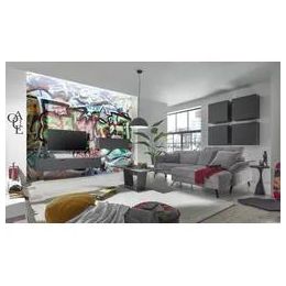 Ecksofa "SO 4400 V", grau (steel), B:259cm H:84cm T:167cm, 100% Polyester, SET ONE BY Musterring, Sofas, Ecksofa, wahlweise mit motorischer Bettfunktion & Kopfverstellung, Fu&szlig; schwarz