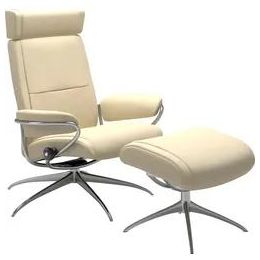 stressless "Paris" Set, Relaxsessel mit Hocker, mit Hocker, Low Back mit Kopfst&uuml;tze, mit Star Base, Gestell Chrom