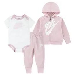 Neugeborenen-Geschenkset Nike SPORTSWEAR "NKN SUSTAINABLE 3PC FZ SET", Jungen, Gr. 74 (9), rosa, Sweatware, Obermaterial: 100% Polyester, unifarben mit Farbeinsatz, KOB Set-Artikel, f&uuml;r Babys, dreiteiliges Set, weiches Material