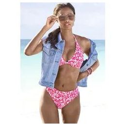 B&uuml;gel-Bikini-Top Vivance "Leni", Damen, Gr. 38, Cup F, wei&szlig; (neonpink, wei&szlig;), Microfaser, bedruckt, floral, Bikini-Oberteile, mit gelaserter Wellenkante