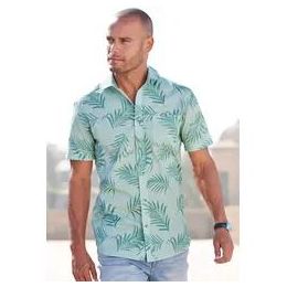 Hawaiihemd John Devin "Regular fit", Herren, Gr. XL (43/44), N-Gr, gr&uuml;n (hellgr&uuml;n, gr&uuml;n), Web, Obermaterial: 100% Baumwolle, gemustert, regular fit, Rundhals, abgesteppte Kante, Hemden Hawaiihemd, Kurzarm, Freizeithemd mit Palmenprint aus reiner Baumwolle