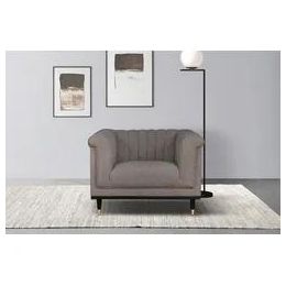 Sessel Home Affaire "Chamby", grau (taupe), B:100cm H:71cm T:85cm, 100% Polyester;Samtoptik (100% Polyester), Scheuertouren >100.000, Pilling: 5, Sessel, Sessel, mit Holzrahmen unten und Steppung im Lehnenbereich