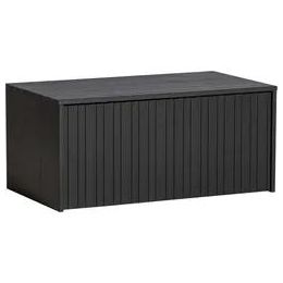 Truhenbank Woood "New Gravure Bunkbench", schwarz, B:88cm H:40cm T:50cm, Holzwerkstoff, Sitzb&auml;nke, mit grafischen Relieft&uuml;ren auf Rollen, Breite 88 cm