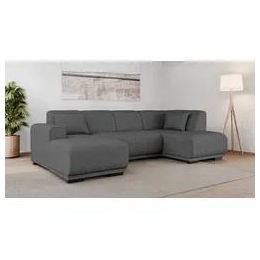 Wohnlandschaft Home Affaire "BORNHOLM U-Form mit Recamiere rechts/links, B/T/H: 300/162/85 cm", grau (dunkelgrau), B:300cm H:85cm T:162cm, 100% Polyester, Sofas, Wohnlandschaft, U-Form mit Wellenunterfederung, Recamiere rechts oder links bestellbar