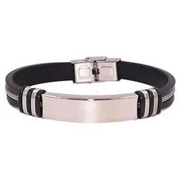 Edelstahlarmband Firetti "Schmuck Geschenk ID-Armband- Optik", schwarz (edelstahlfarben, schwarz), Armb&auml;nder, Herren, 20cm, Edelstahl Kautschuk Silikon, Edelstahl, Kautschuk, Silikon, Edelstahlarmband, Made in Germany