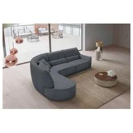 Ecksofa Egoitaliano "Puffy, extravagant & edel, Retro Designsofa, hoher Sitzkomfort, L-Form", grau (charcoal), B:330cm H:88cm T:205cm, Sofas, Ecksofa, mit Ottomane, wahlweise mit und ohne elektrischer Relaxfunktion