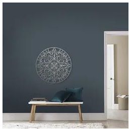 Wandbild Art for the home "Mandala Rund", silber (farbe bild(er): silber), B:80cm H:80cm T:1,2cm &Oslash;:1,2cm, Metall, Bilder, Luxus Metal Art Wanddeko