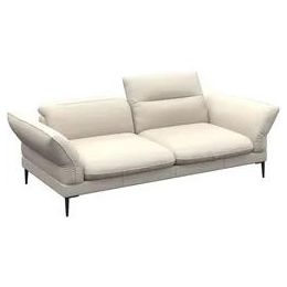 2,5-Sitzer FLEXLUX "Salino, Funktionssofa, Relaxsofa", wei&szlig; (warm wei&szlig;), B:215cm H:88cm T:105cm, 100% Echtleder, Sofas, Sofa mit Arm- und Kopfteil-Verstellungen, Kaltschaum & Stahl-Wellen