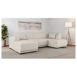 Wohnlandschaft Home Affaire "BORNHOLM U-Form mit Recamiere rechts/links, B/T/H: 300/162/85 cm", beige (creme), B:300cm H:85cm T:162cm, 100% Polyester, Sofas, Wohnlandschaft, U-Form mit Wellenunterfederung, Recamiere rechts oder links bestellbar