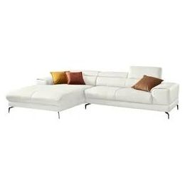 Ecksofa W.Schillig "Piedroo, Designsofa mit tollem Sitzkomfort, elegant und bequem, L-Form", wei&szlig; (wei&szlig; z59), B:303cm H:70cm T:193cm, Longlife Xtra-Leder Z59: Glattleder mit modischer Pr&auml;gung. Hautst&auml;rke 0, 9 - 1, 1 mm, Sofas, Ecksofa, Kopfteilverstellung, wahlweise mit Sitztiefenverstellung, Breite 303cm