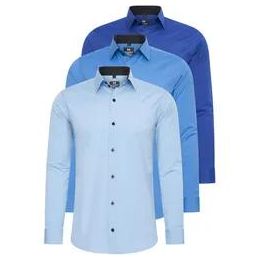 Langarmhemd Rusty Neal "Langarm", Herren, Gr. XL, EURO-Gr&ouml;&szlig;en, blau (hellblau, blau), 60% Baumwolle, 37% Polyester, 3% Elasthan, unifarben, Hemden, im Slim-Fit geschnitten