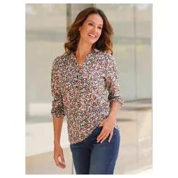 Print-Shirt Inspirationen "Shirt", Damen, Gr. 38, bunt (grapefruit, oliv, bedruckt), 50% Baumwolle, 50% Modal, bedruckt, gebl&uuml;mt, gemustert, mehrfarbig, Rundhals, Shirts