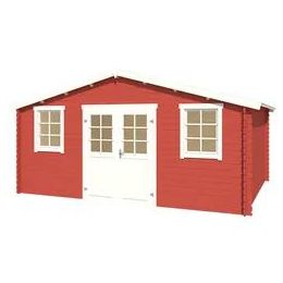 Gartenhaus Lasita Maja "Udo 300", rot (schwedenrot), ohne Fu&szlig;boden, ohne Dacheindeckung, Holzwerkstoff, Gartenh&auml;user, Gartenhaus, Blochbohlenhaus 28mm, Fundamentmass 4800x3000, Schwedenrot
