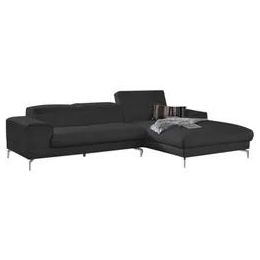 Ecksofa W.Schillig "piedroo, Designsofa mit tollem Sitzkomfort, bequem und elegant, L-Form", grau (graphit z59), B:303cm H:70cm T:193cm, Longlife Xtra-Leder Z59: Glattleder mit modischer Pr&auml;gung. Hautst&auml;rke 0, 9 - 1, 1 mm, Sofas, Ecksofa, Kopfteilverstellung, wahlweise mit Sitztiefenverstellung, Breite 303cm
