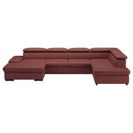 Sit & More Wohnlandschaft SIT & MORE "Alcudia U-Form", rot (merlot), B:349cm H:73cm T:226cm, Sofas, Wohnlandschaft, wahlweise mit Bettfunktion