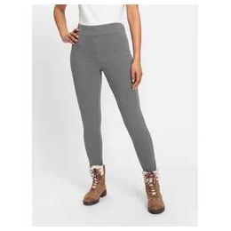 Leggings Inspirationen, Damen, Gr. 46, Normalgr&ouml;&szlig;en, grau (anthrazit, meliert), 49% Baumwolle, 46% Polyester, 5% Elasthan, unifarben, lang, Hosen Leggings