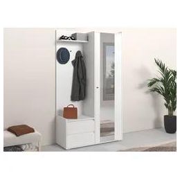 Garderobenschrank OTTO HOME "Kosmo", wei&szlig;, B:110cm H:188cm T:38cm, Schr&auml;nke, Garderobenschrank, mit Spiegel Ma&szlig;e 118 x 30 cm, H&ouml;he 190 cm, Breite 110 cm