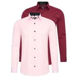 Langarmhemd Rusty Neal, Herren, Gr. 3XL, EURO-Gr&ouml;&szlig;en, rosa (rosa, rot), 60% Baumwolle, 37% Polyester, 3% Elasthan, unifarben, Hemden, im Slim-Fit geschnitten