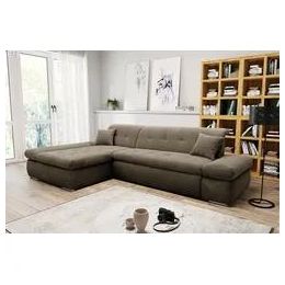 Ecksofa DOMO collection "Moric Luxus - B/T/H 300/172/80 cm, XXL-Format", braun (schlamm), B:300cm H:80cm T:172cm, Cord (100% Polyester), Sofas, Ecksofa, L-Form, 140kg Belastung/Sitz, Cord, schlamm