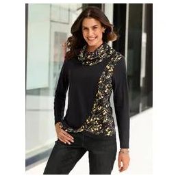 2-in-1-Langarmshirt Inspirationen "Shirt", Damen, Gr. 40, gelb (schwarz, ocker, bedruckt), 50% Baumwolle, 50% Modal, gemustert, mehrfarbig, Shirts