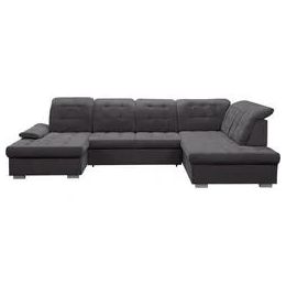 Wohnlandschaft WERK2 "Kordula-New Multifunktion Couch, Breite 332cm, bequem, U-Form", grau (anthrazit), B:332cm H:105cm T:217cm, 92% Polyester, 8% Nylon, Sofas, Wohnlandschaft, Sofa in U-Form mit Schlaffunktion & Bettkasten, Schlafcouch